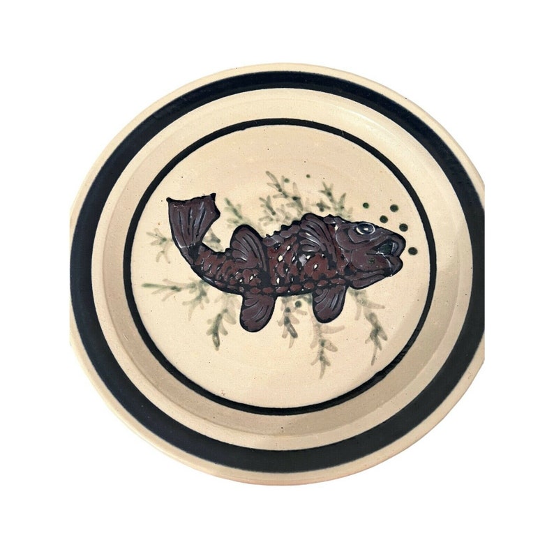 Vintage Studio Pottery Plate Koi Fish Nancy Redman North Carolina ...