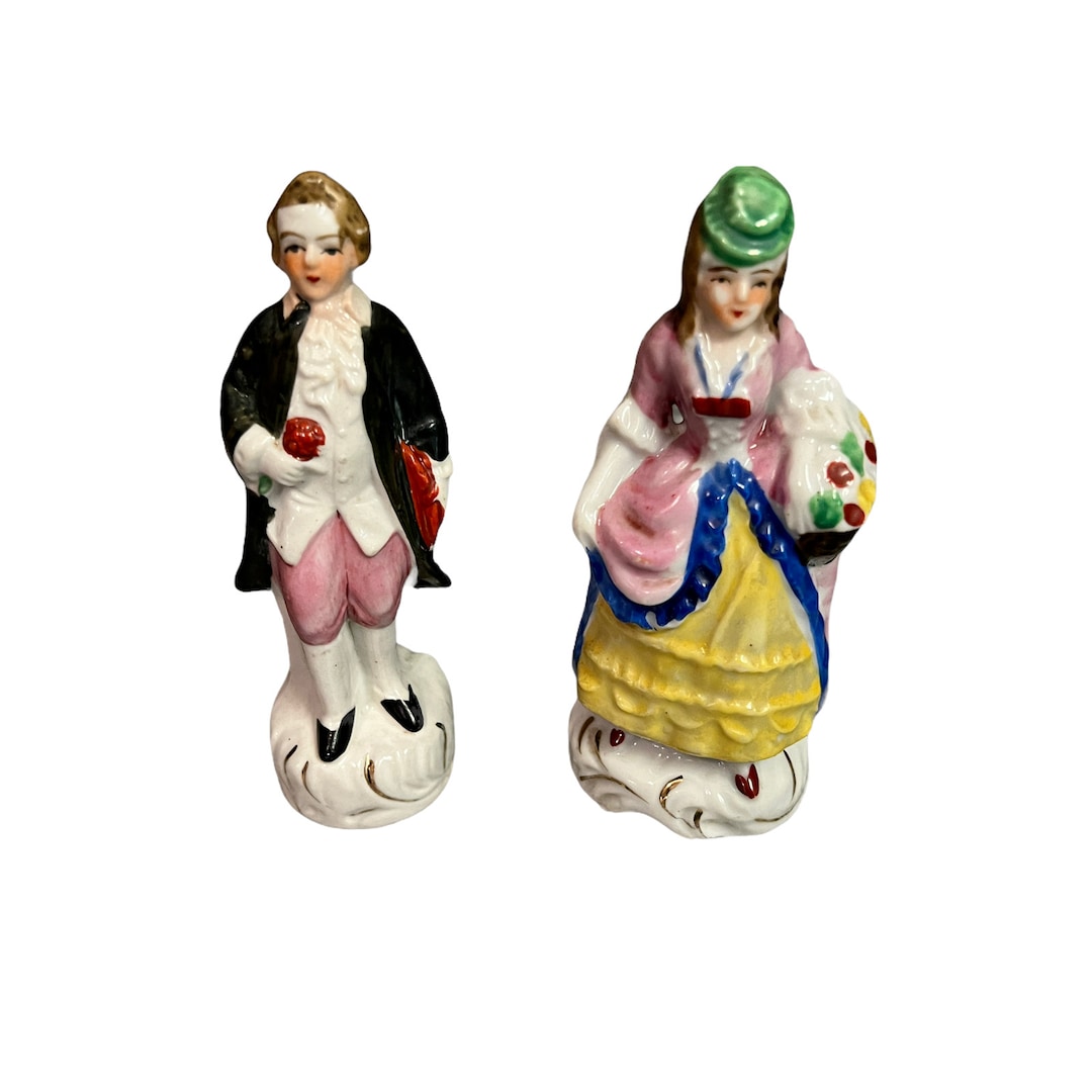 Set of Vintage Porcelain Figurines Colonial Man and Woman Made in Japan ...
