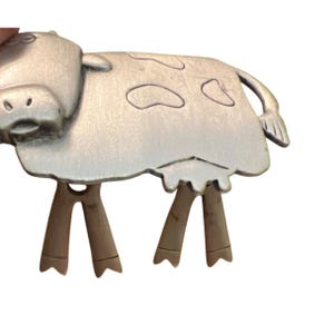Vintage Silver Tone JJ Articulated Cow Brooch Pin Legs Move 2.25" X 1. ...