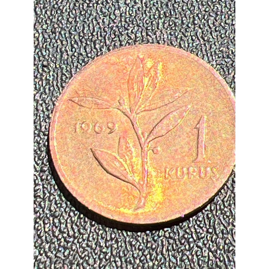 1969 Turkish 1 Kurus Copper Coin With Crescent Moon & Star Design - Etsy