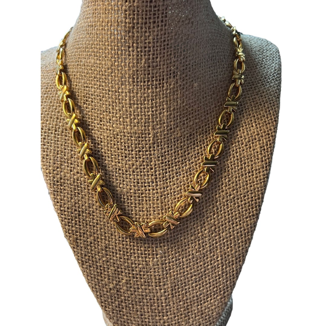Vintage Avon SP Chain Link Necklace Gold Tone Collar Articulated 18 ...