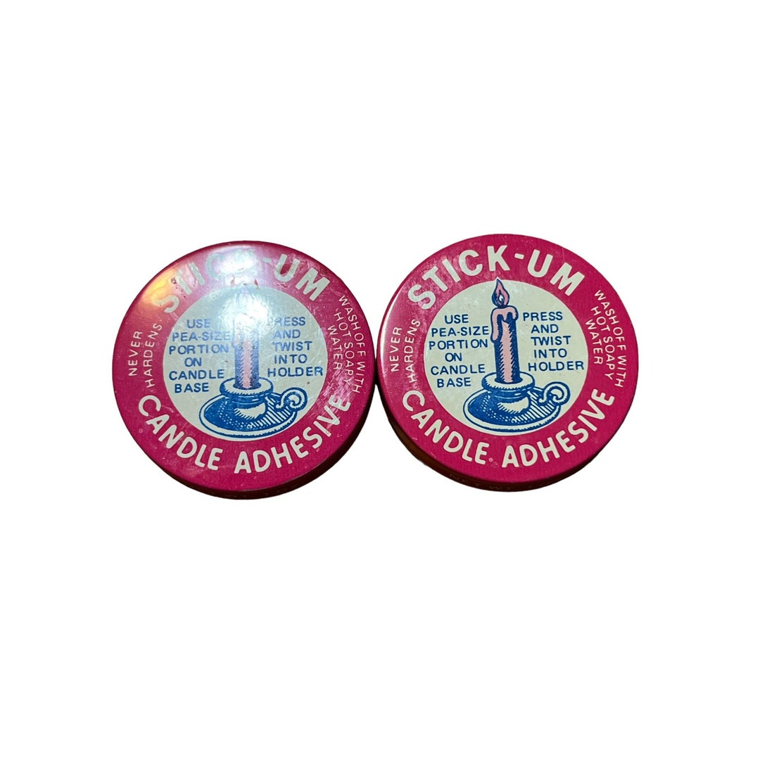 Vintage 2 Tins of Stick Um Candle Adhesive Stickum 1 Oz Each 1 Used 1 ...