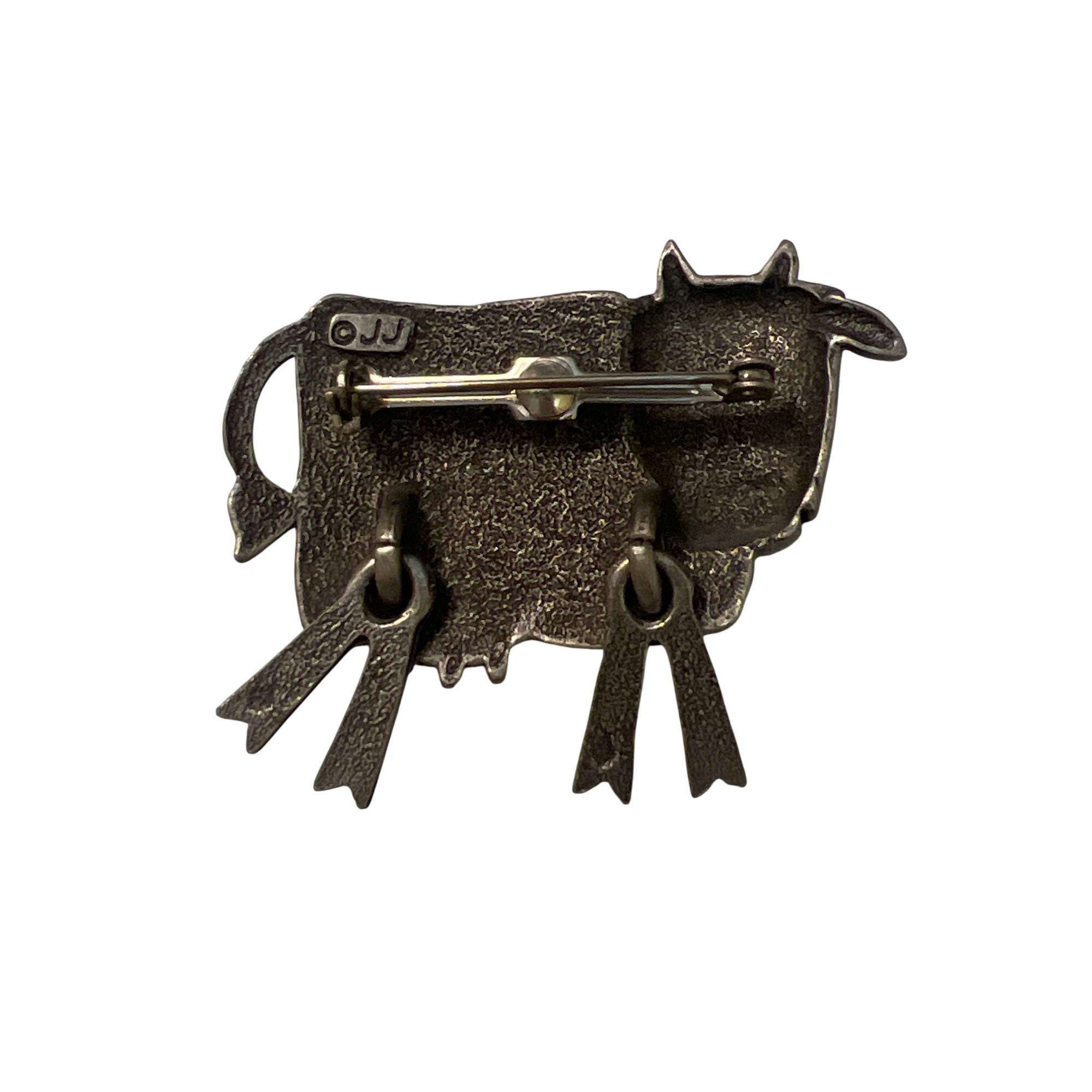 Vintage Silver Tone JJ Articulated Cow Brooch Pin Legs Move 2.25" X 1. ...