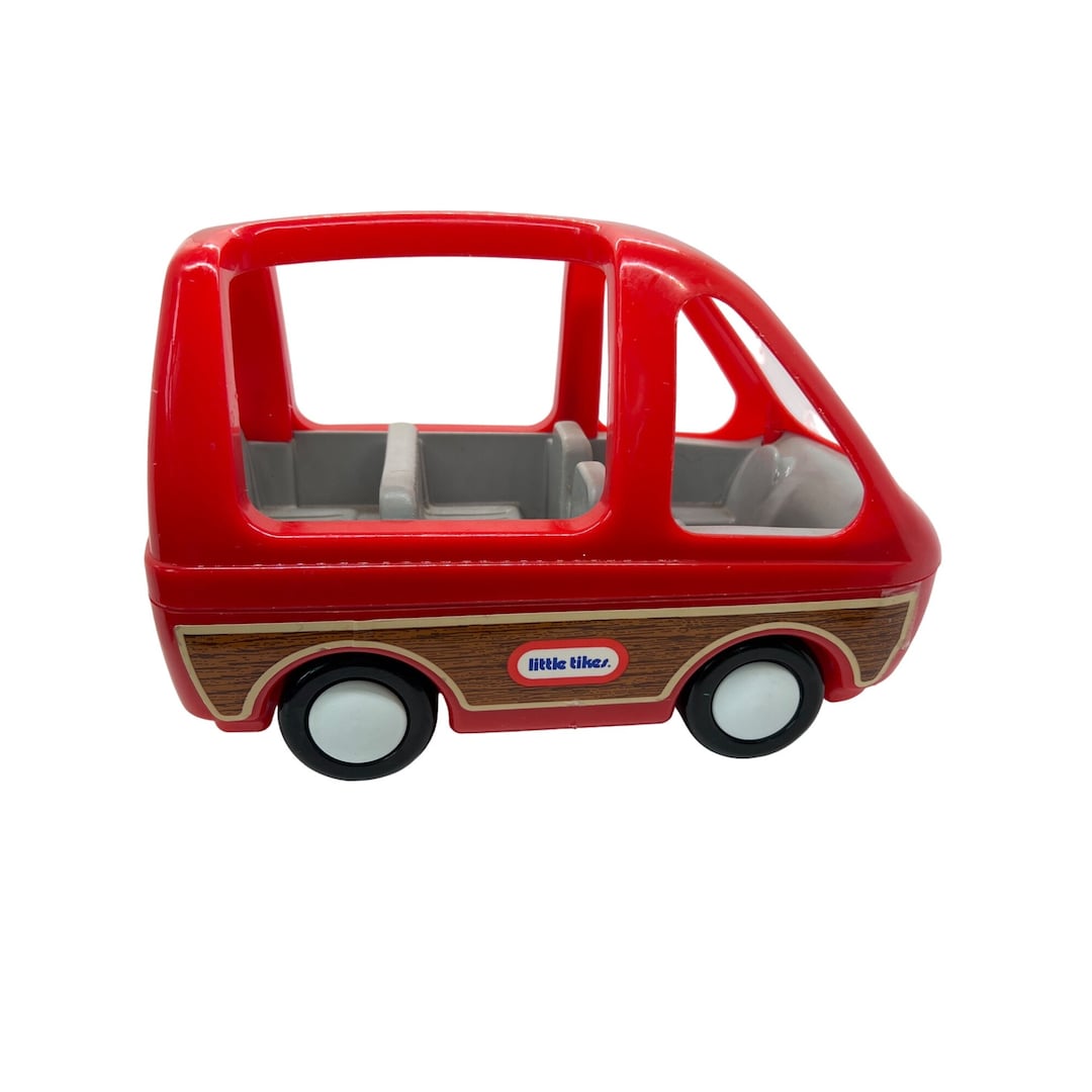 Vintage Little Tikes Red Family Mini Van Toy Car Retro Wood Panel Wagon ...