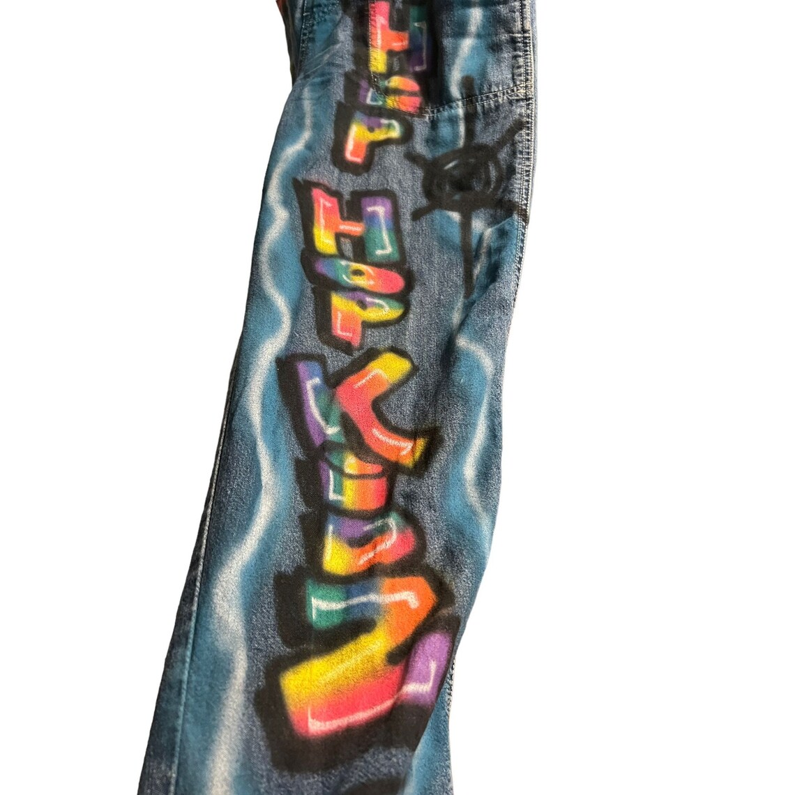 Vintage 80s 90s Old Navy Denim Overalls Airbrushed Hip Hop Kidz Youth ...