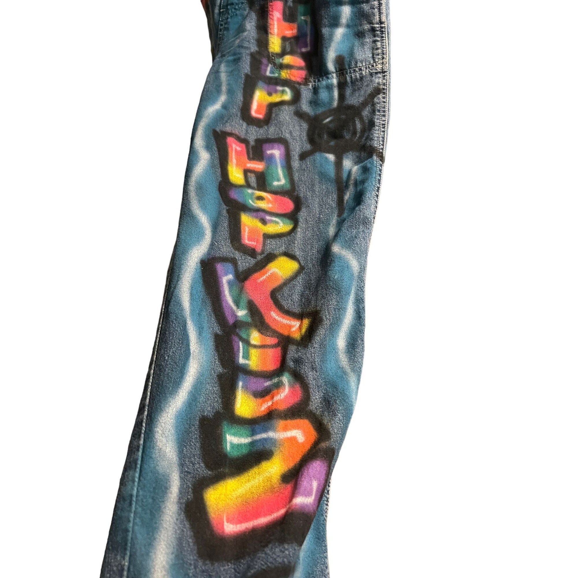 Vintage 80s 90s Old Navy Denim Overalls Airbrushed Hip Hop Kidz Youth ...