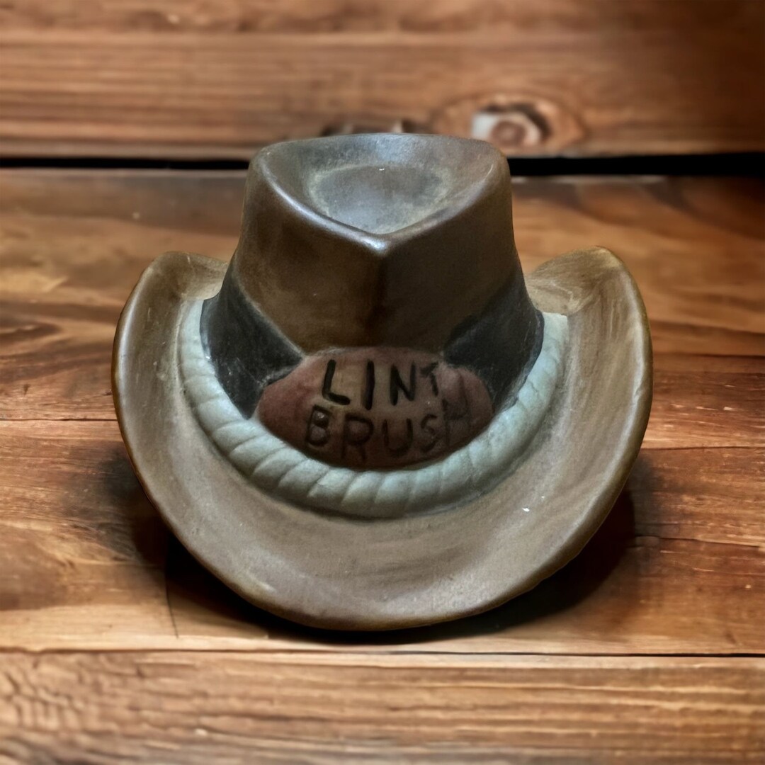 Vintage Jasco Cowboy Hat Lint Brush Bisque Porcelain Brown - Etsy