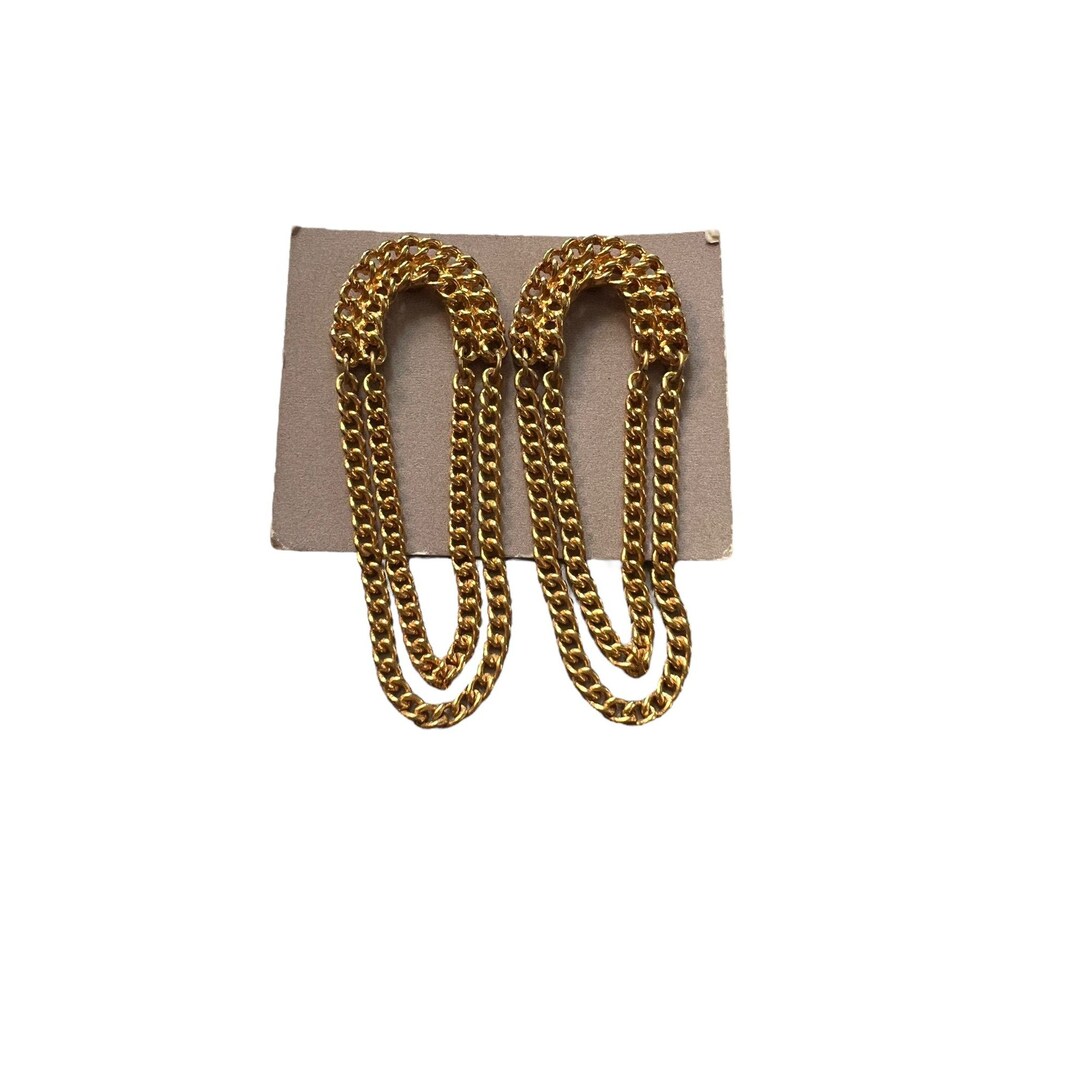 Vintage Avon Fluttering Chain Earrings Pierced Fold Tone 2.5" Long NEW - Etsy