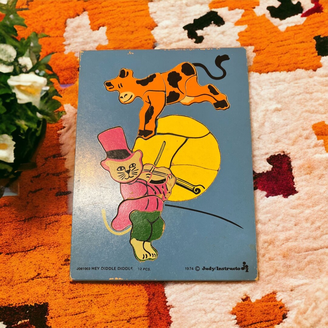 Vintage 1974 Judy Instructo Wood Puzzle J061003 Hey Diddle Diddle 12 ...