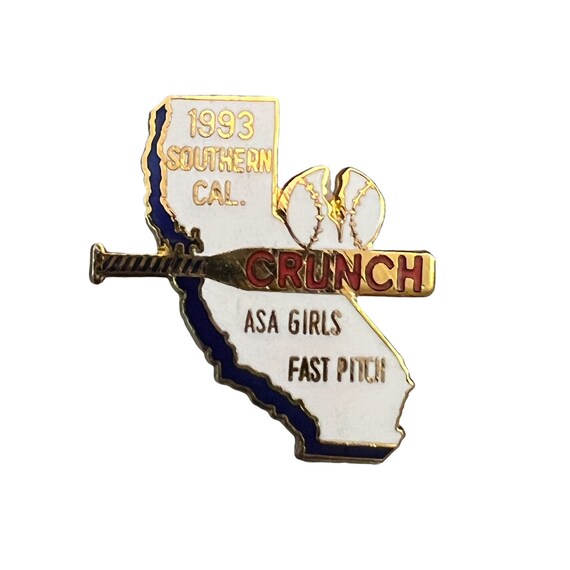 Vintage 1993 ASA Girls Fastpitch Softball Pin label t… - Gem