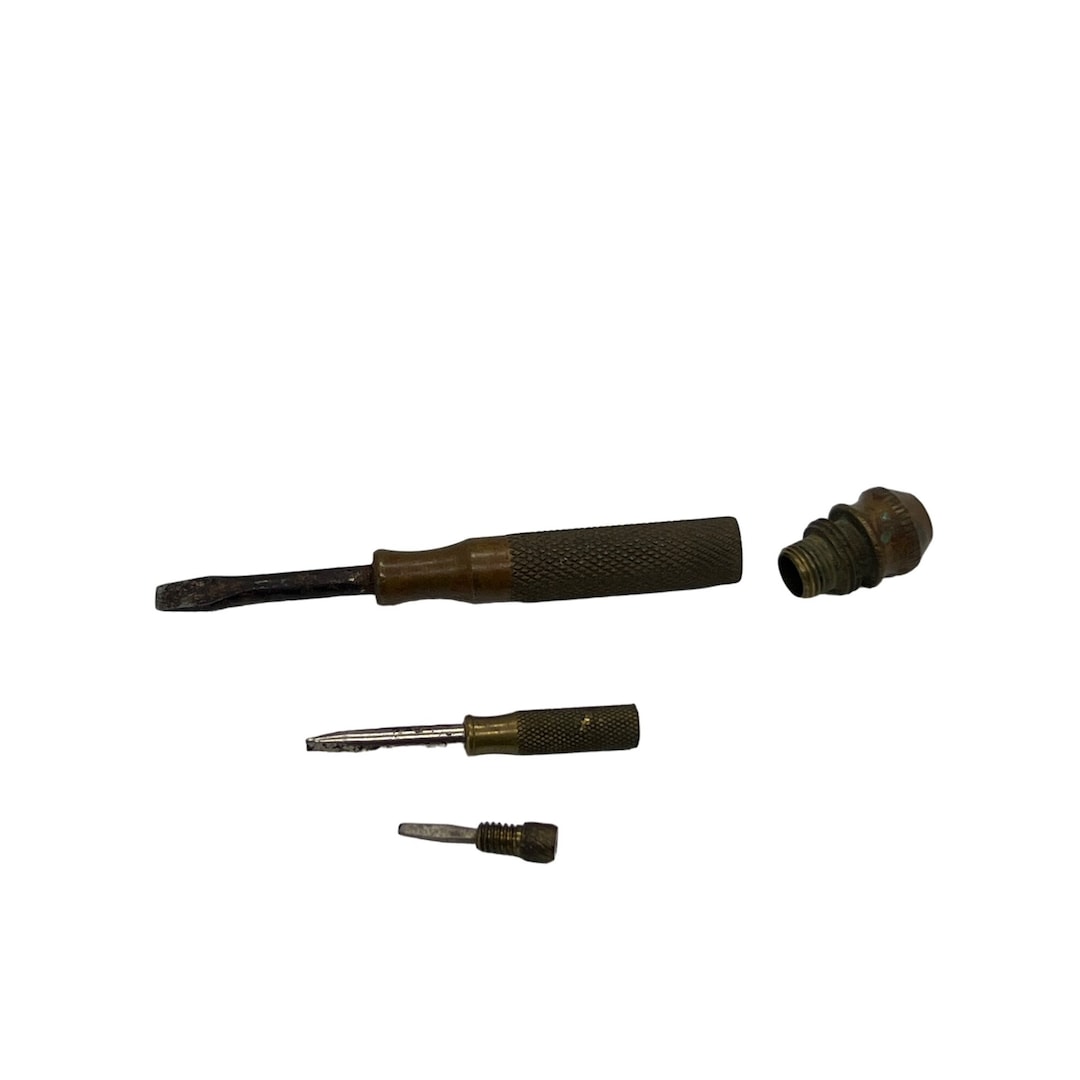 Vintage Multi Bit Nesting Screwdriver With Brass Handle 3 Different ...