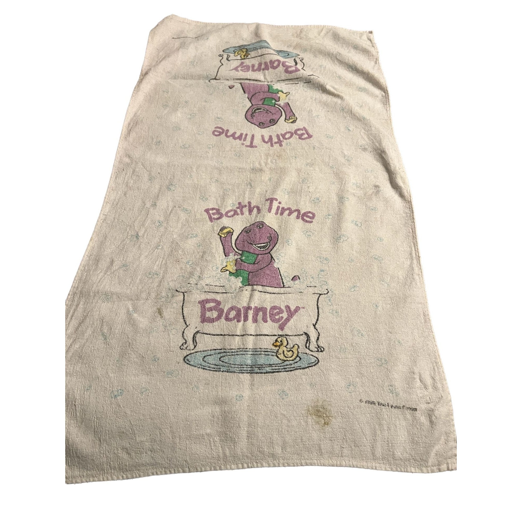Vintage 1992 Barney Bath Time Towel Barney in Bath Tub 42" X 24" - Etsy