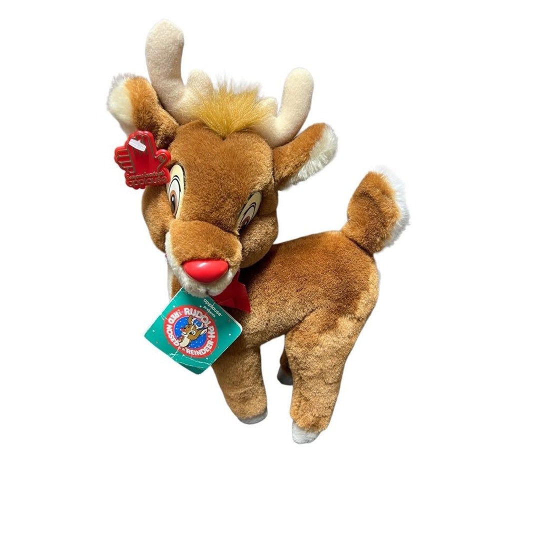 Vintage Applause Rudolph Red Nose Reindeer 12" Tall Plush Stuffed ...