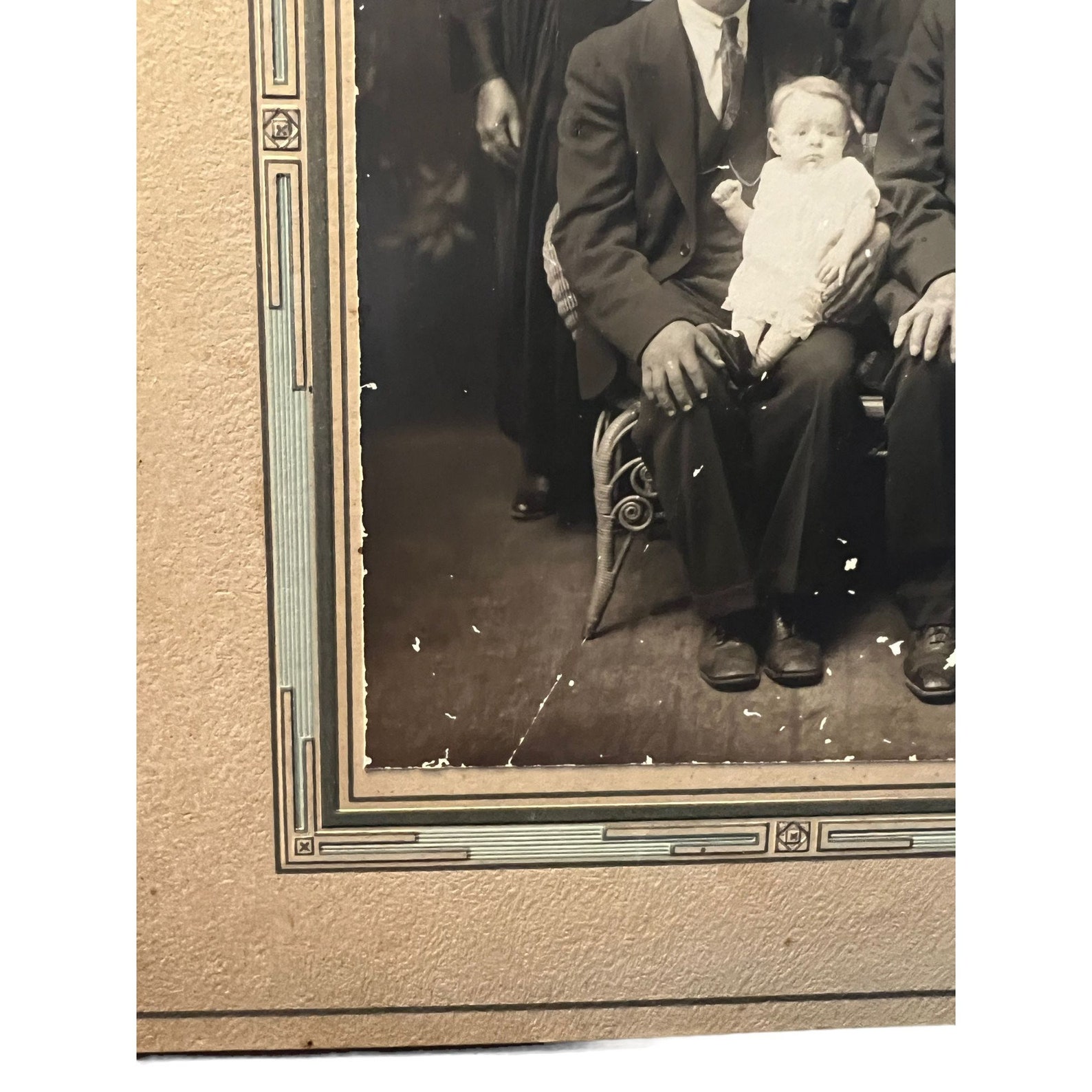 Vintage Family Portrait Picture Photo Grands Baby Wicker Bench ...