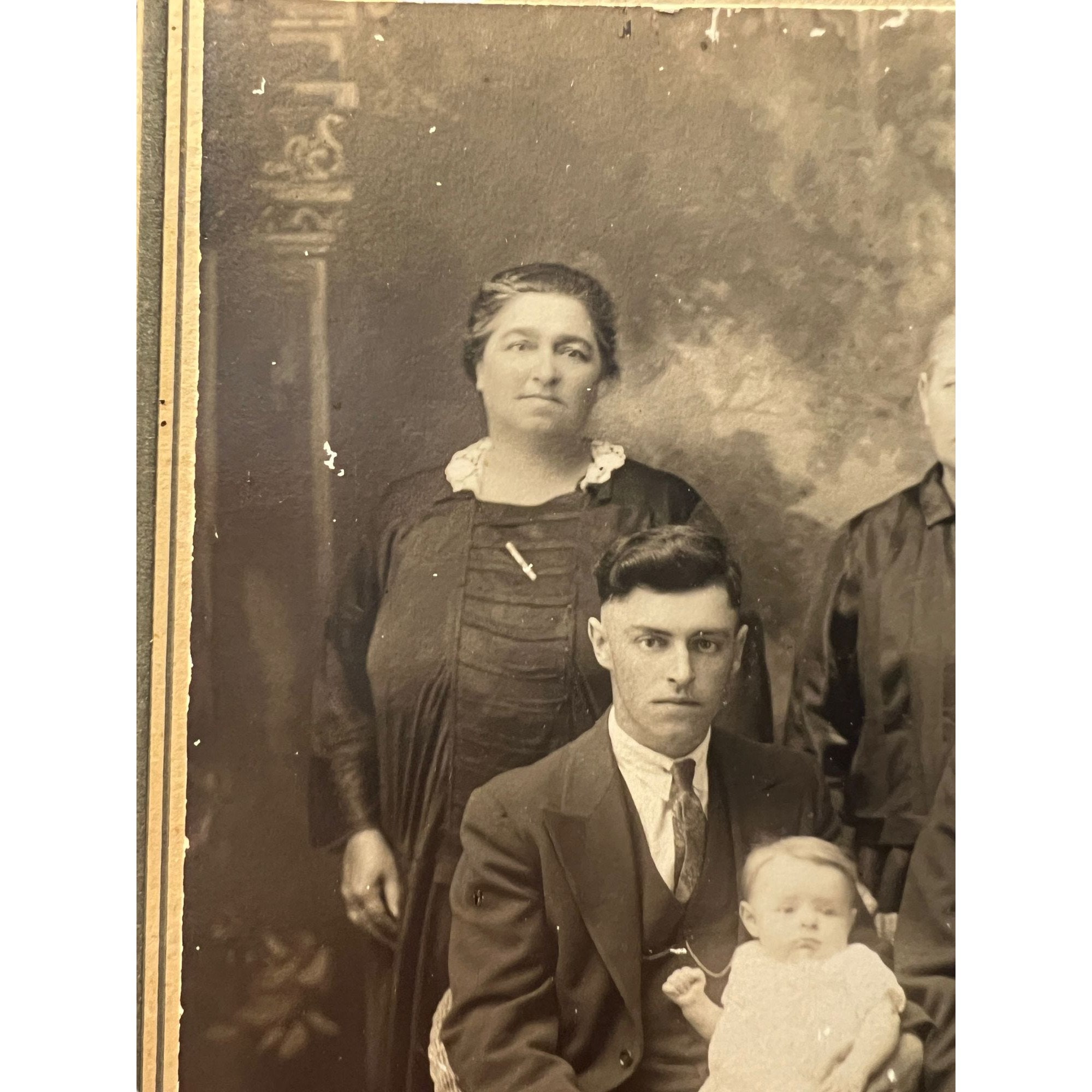Vintage Family Portrait Picture Photo Grands Baby Wicker Bench ...
