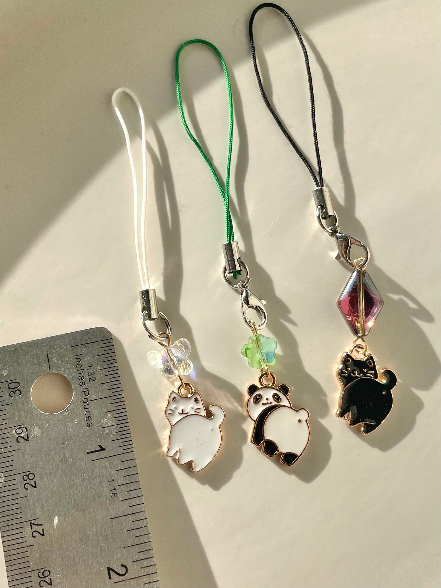 Silly Cat Phone Charms, Kitty Charm, Panda Charm Cute Cat Keychain ...