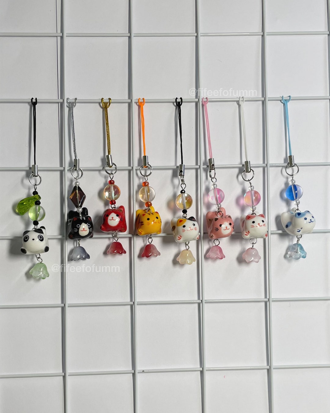 Cat Phone Charms, Kitty Charm, Panda Charm Cute Cat Keychain, Handmade ...