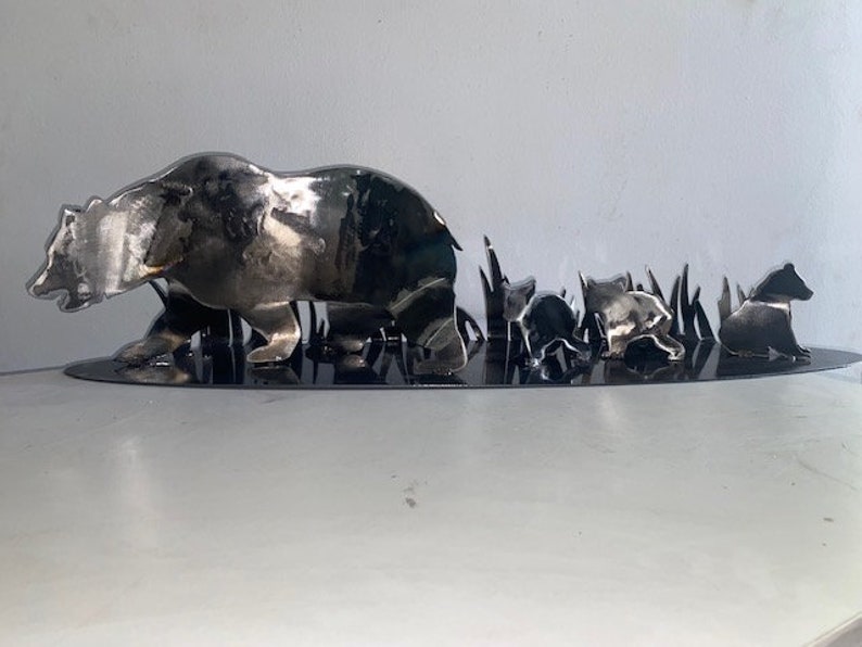 Bear and Cubs Metal Sculpture - Etsy