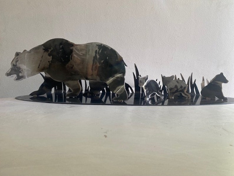 Bear and Cubs Metal Sculpture - Etsy