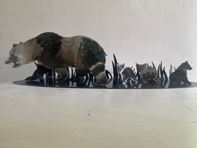 Bear and Cubs Metal Sculpture - Etsy