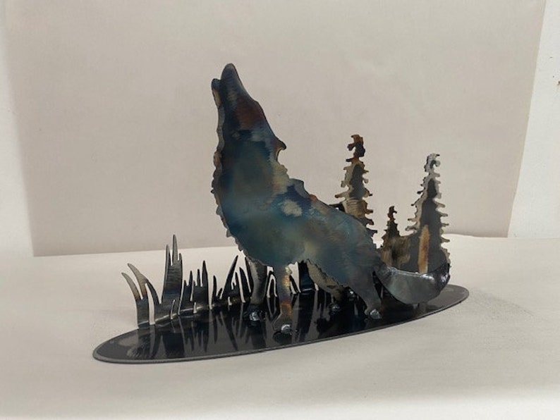 Howling Wolf Metal Sculpture - Etsy