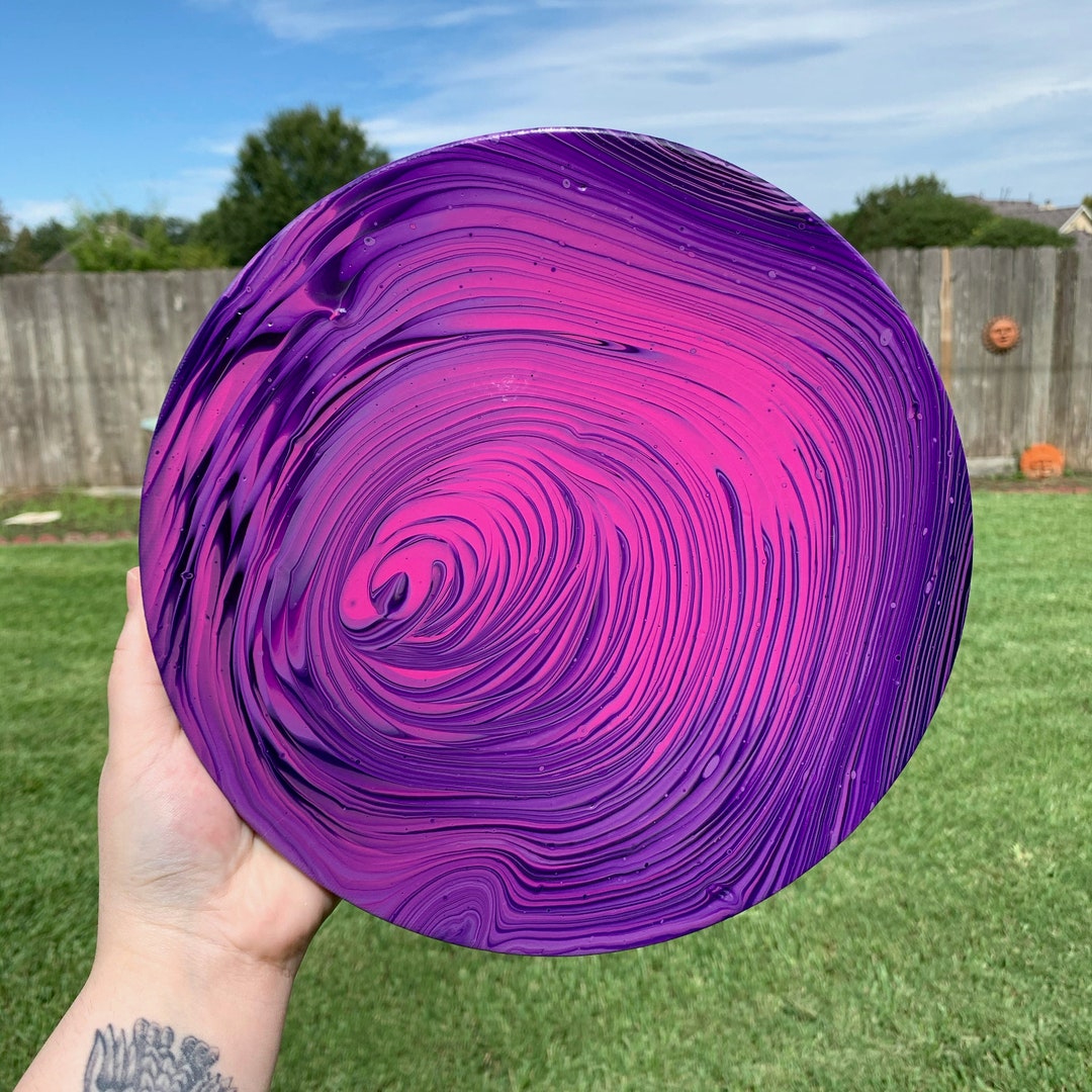 Purple & Pink Tree Ring Paint Pour on 10 Inch Circle Canvas - Etsy
