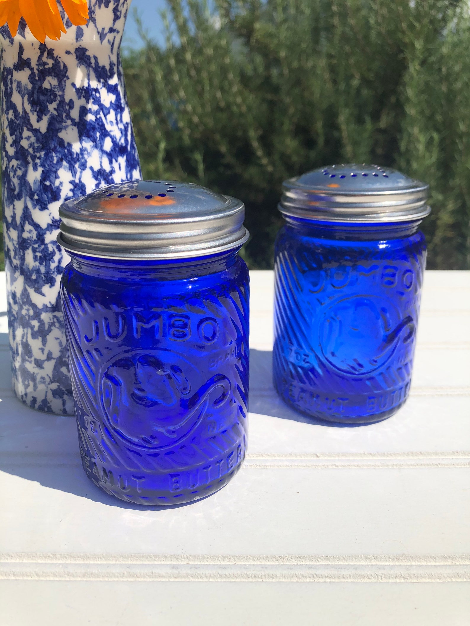 Vintage Cobalt Blue Salt and Pepper Shakers Jumbo Peanut - Etsy