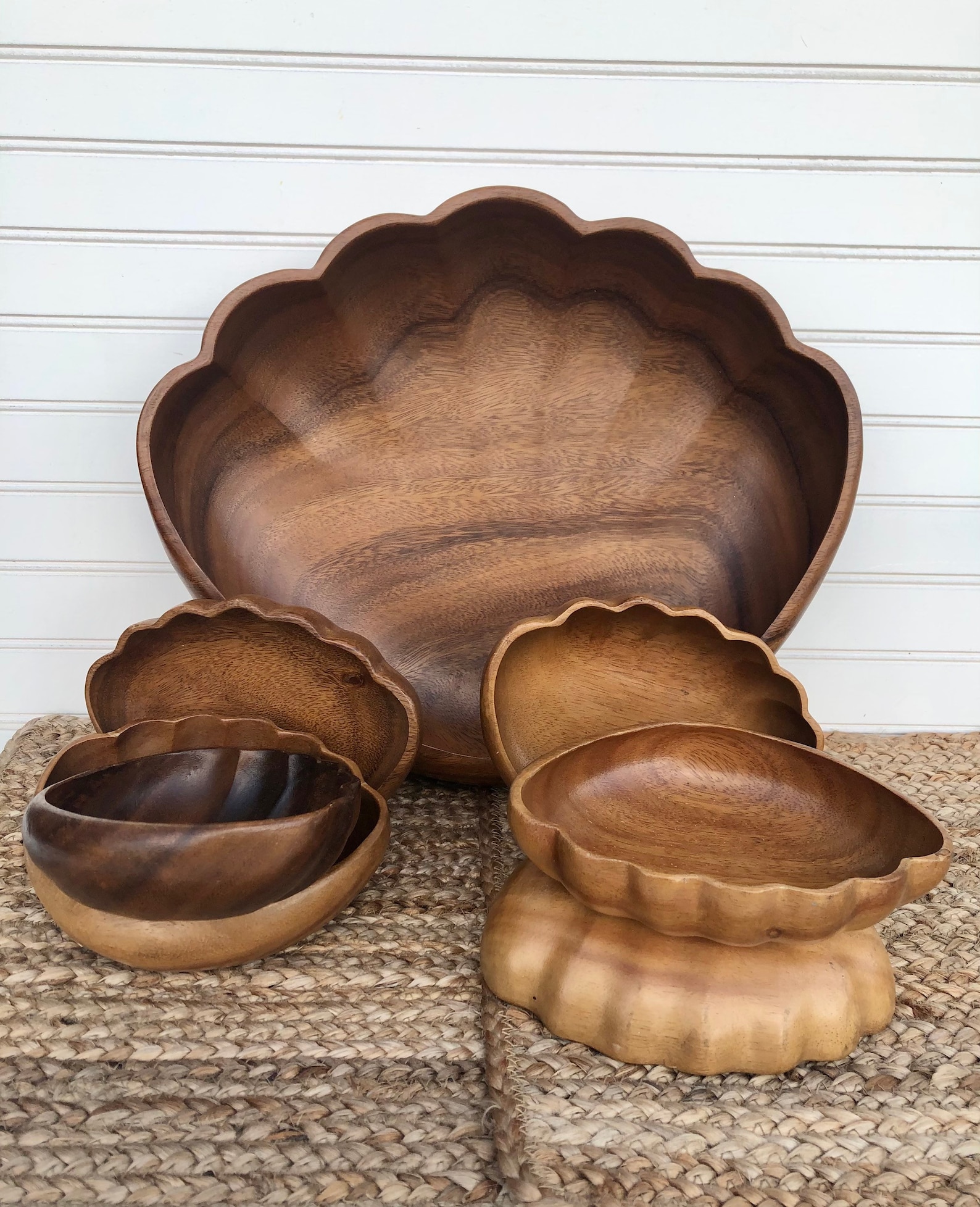 Vintage Monkey Pod Salad Bowl Serving Set 7 piezas Monkey Pod - Etsy España