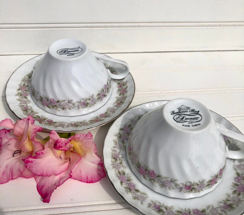Vintage Teahouse Rose Set of 2 Tea Cups & Saucers Pink | Etsy