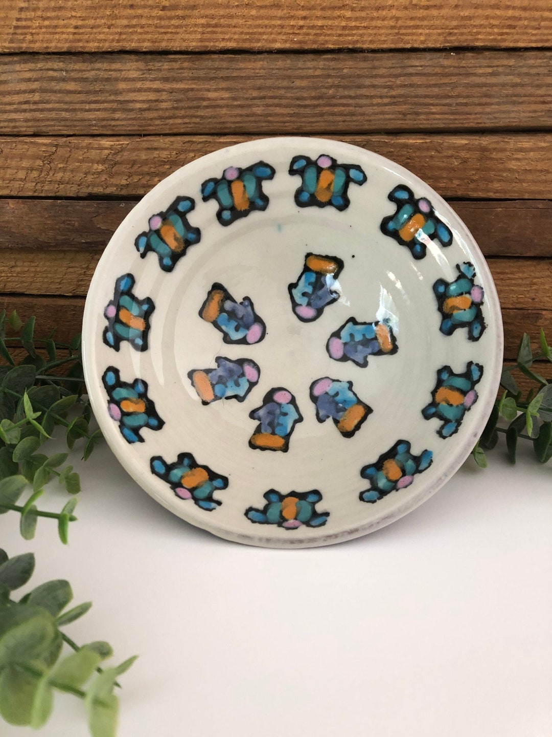 Sea Turtles & Fish Studio Pottery Bowl, Artisan Handmade Signed Sea ...