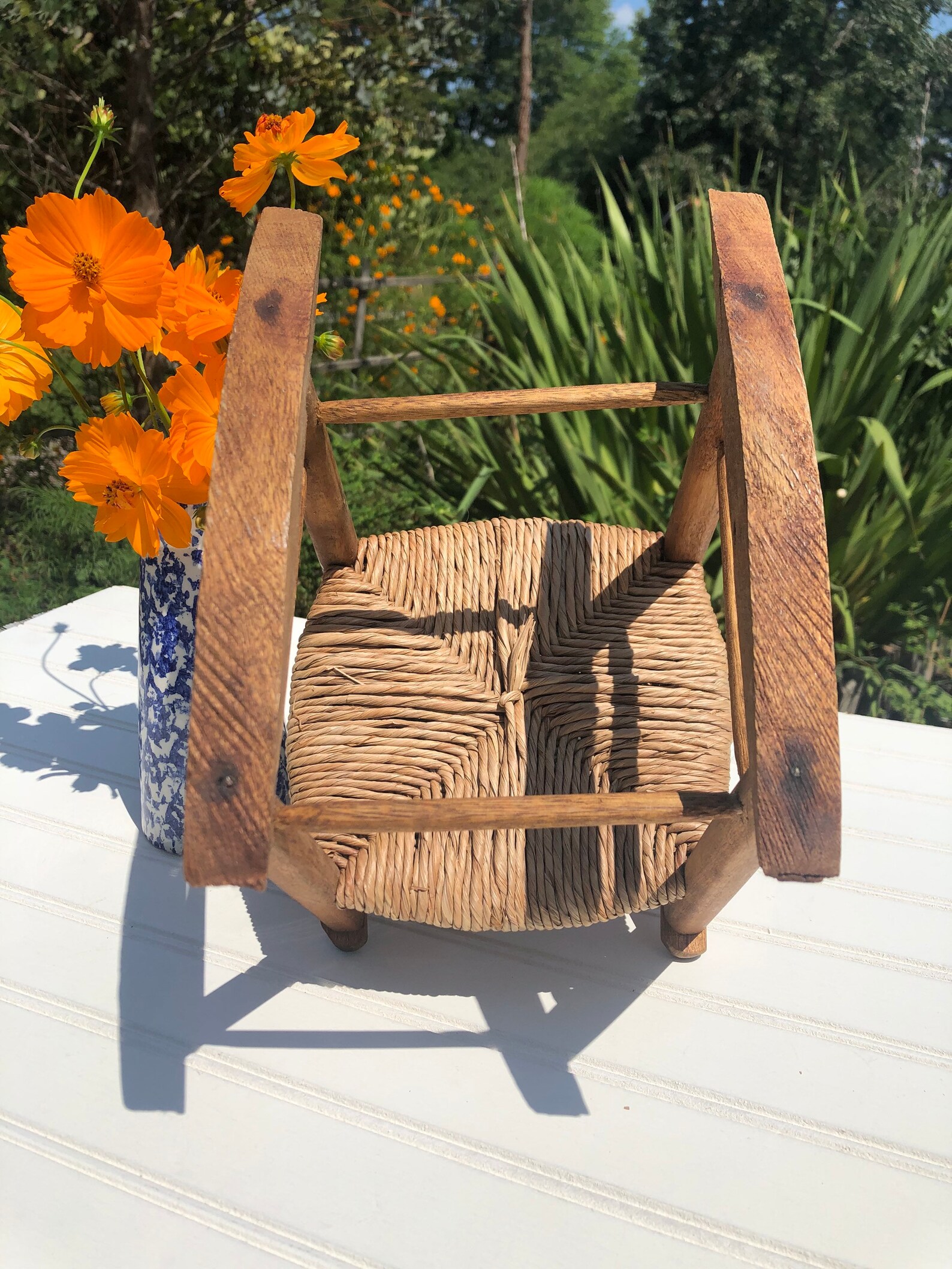 Vintage Miniature Wooden, Rattan Rocking Chair, Doll Chair, Stuffed ...
