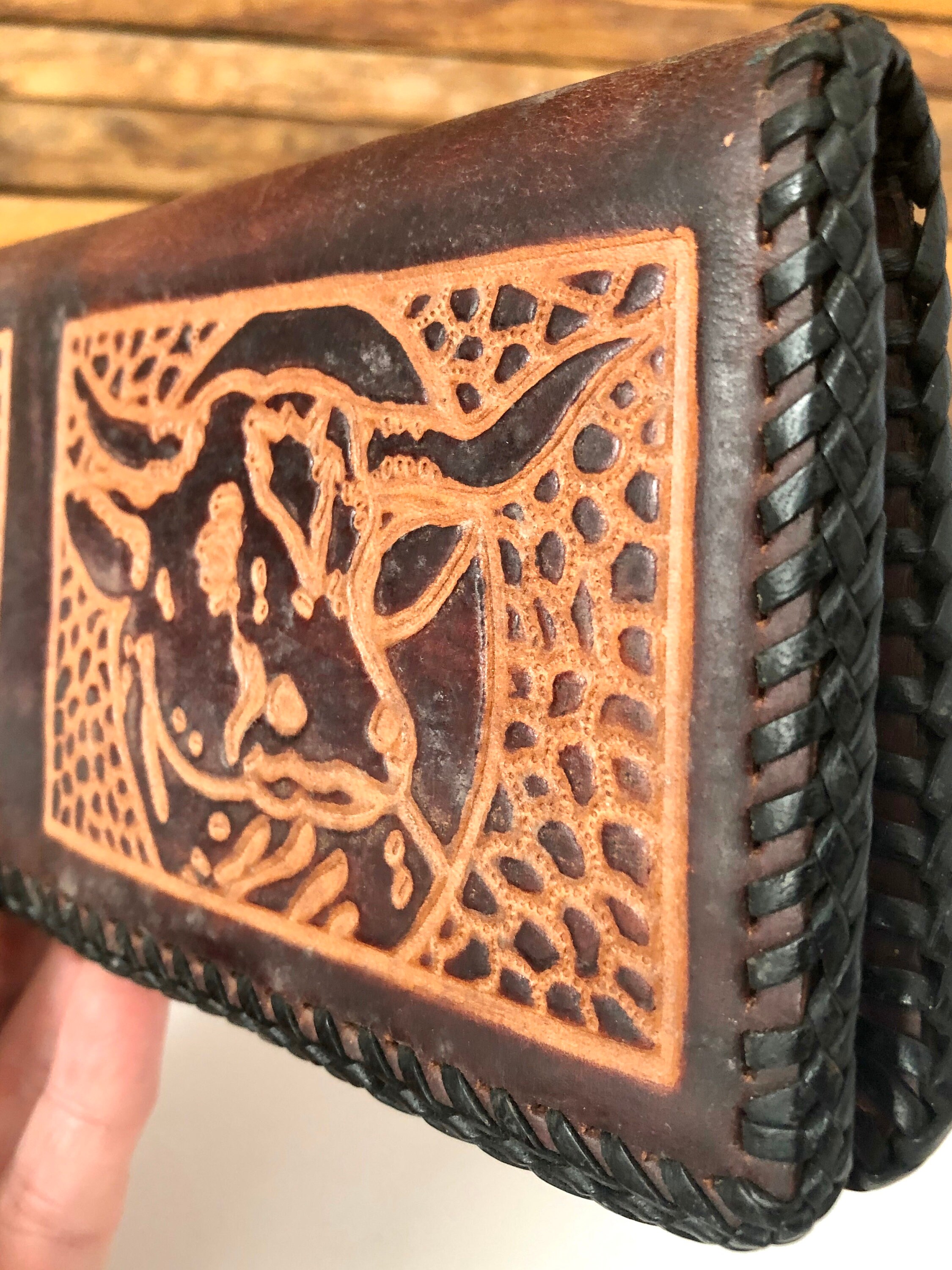 Vintage Tooled Leather Mens Wallet Western Cowboy Billfold - Etsy