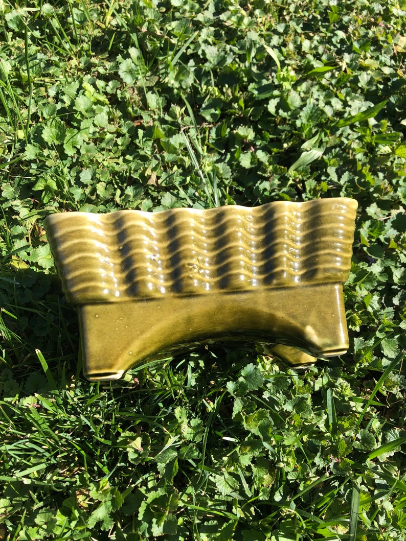 Vintage Olive Green Planter, Flower Pot, Botanical Floral Planter, Made ...