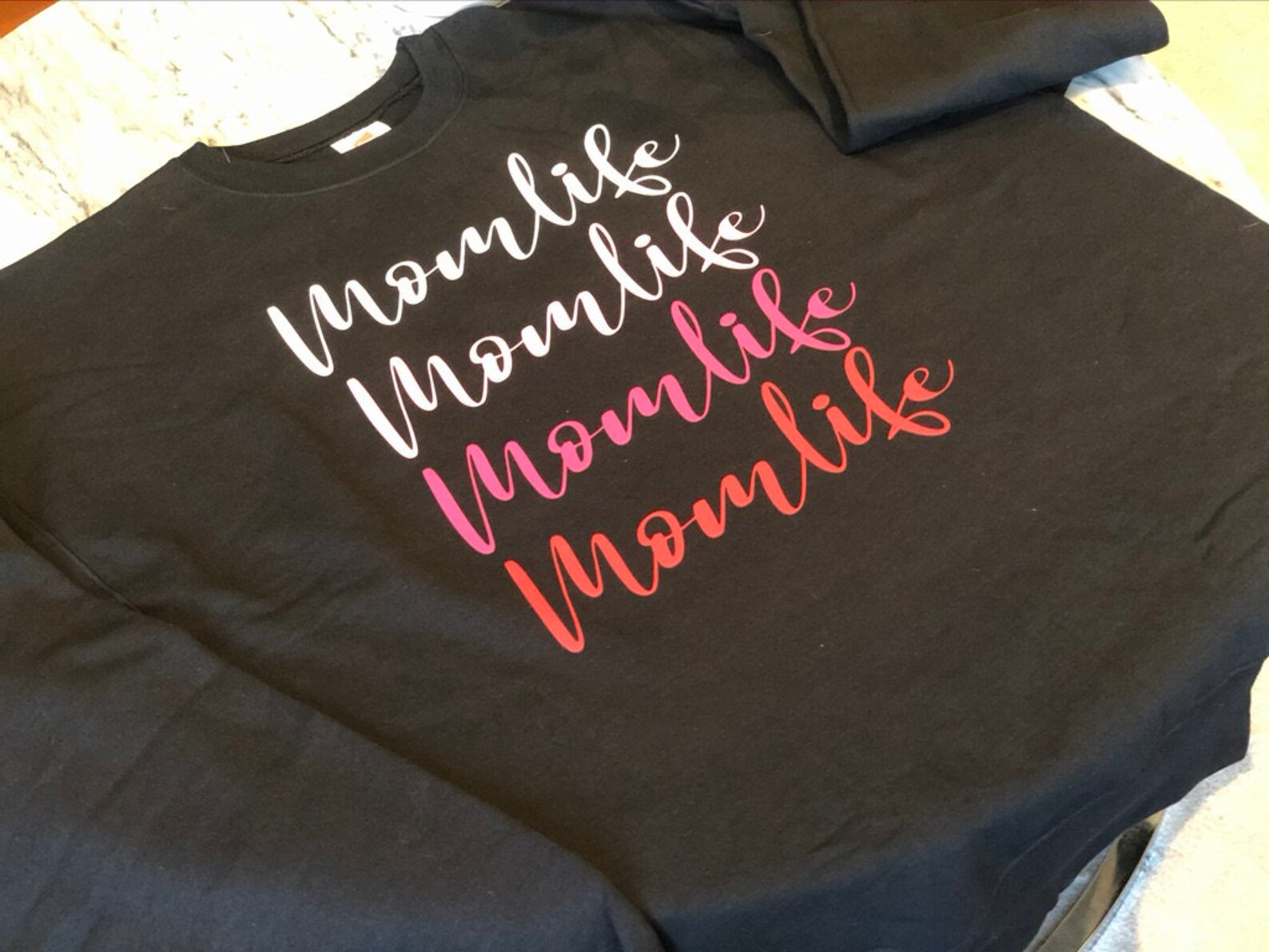 Mom Life Pink Ombre Sweatshirt in Black Momlife Sweatshirt Black Mom ...