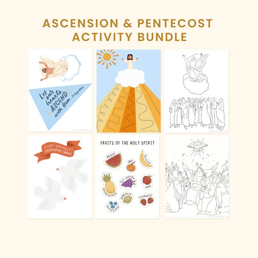 Ascension Pentecost Activity Sheets, Catholic Kids, Sunday School Craft ...