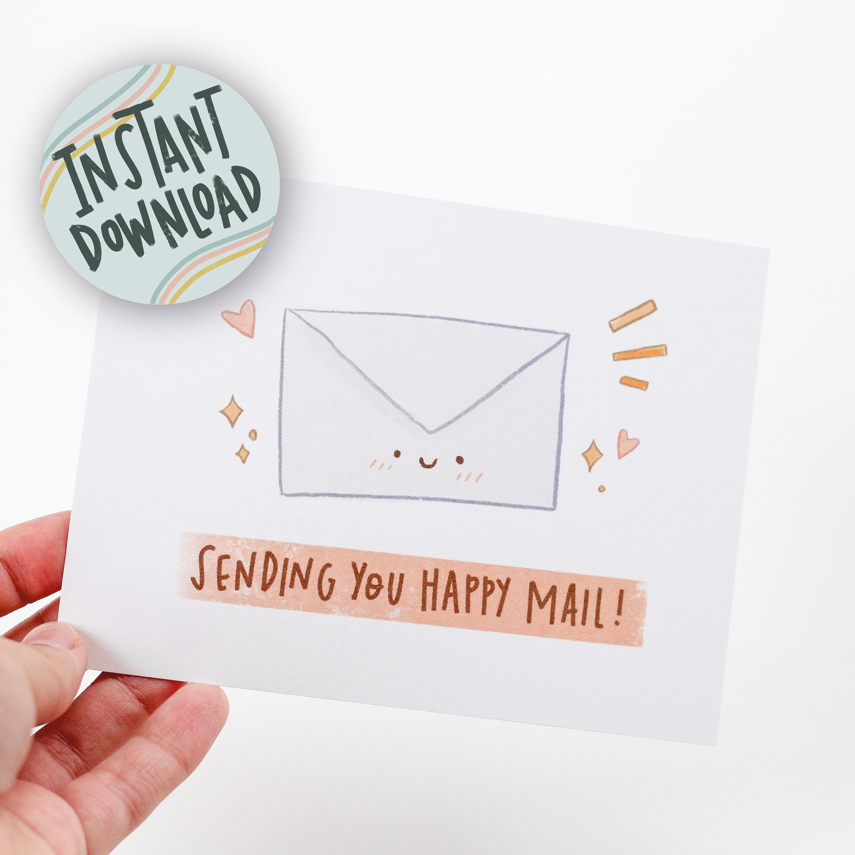 Sending You Happy Mail Postcard Printable Postcard Instant - Etsy