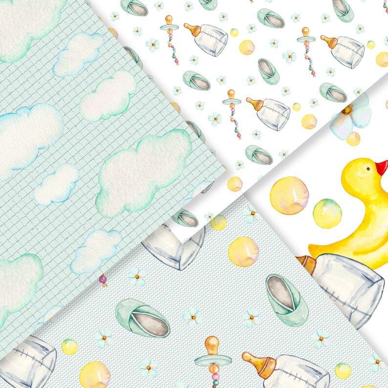 Bath Time Digital Paper Pack Baby Boy Fabric Pattern Nursery - Etsy