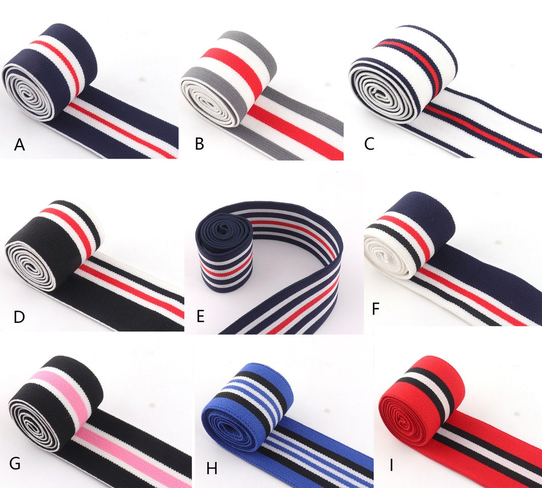1.5 Inch High Elastic Striped Webbing Elastic Stretch Band Ribbon ...