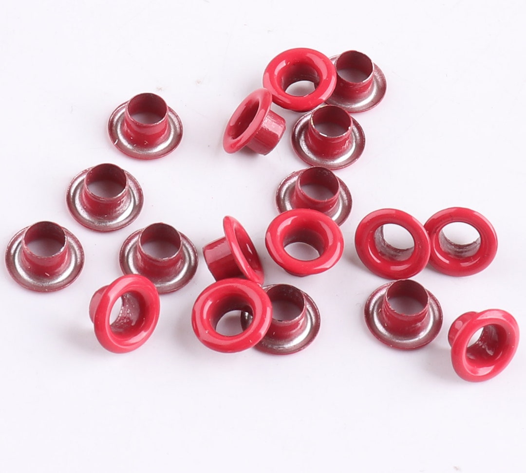 100pcs Large Round Eyelets 8*4*4 Mm Red Color Round Grommet Eyelets for ...