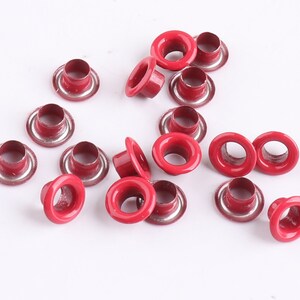 100pcs Large Round Eyelets 8*4*4 Mm Red Color Round Grommet Eyelets for ...