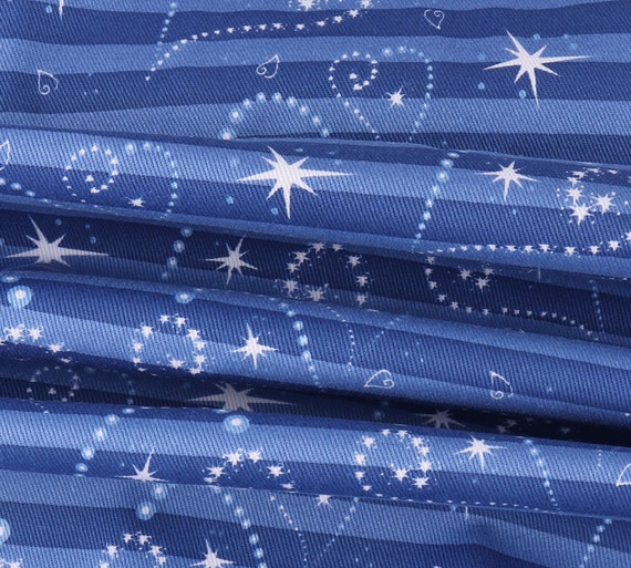 Star Fabric Blue Cotton Fabric by the Yardquality Table | Etsy