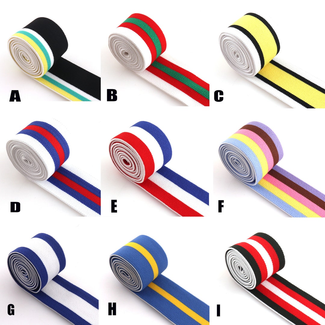 1 1/2'' High Elastic Striped Webbing Elastic Stretch Band Ribbon ...