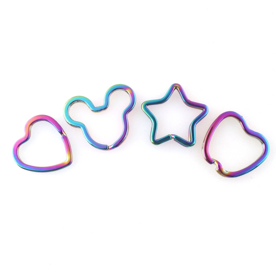 30mm Rainbow Color Lovely Shape Key Ring Key Chain Supplies Key Fob ...