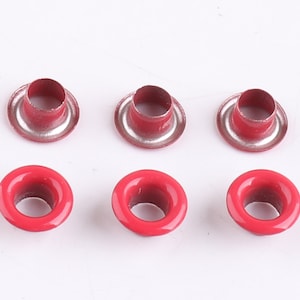 100pcs Large Round Eyelets 8*4*4 Mm Red Color Round Grommet Eyelets for ...