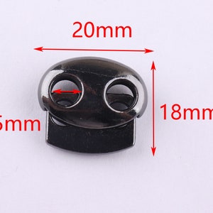 Black Cord Stopper Flat Rope Lock Spring Lock Cord Lock Double Barrel ...