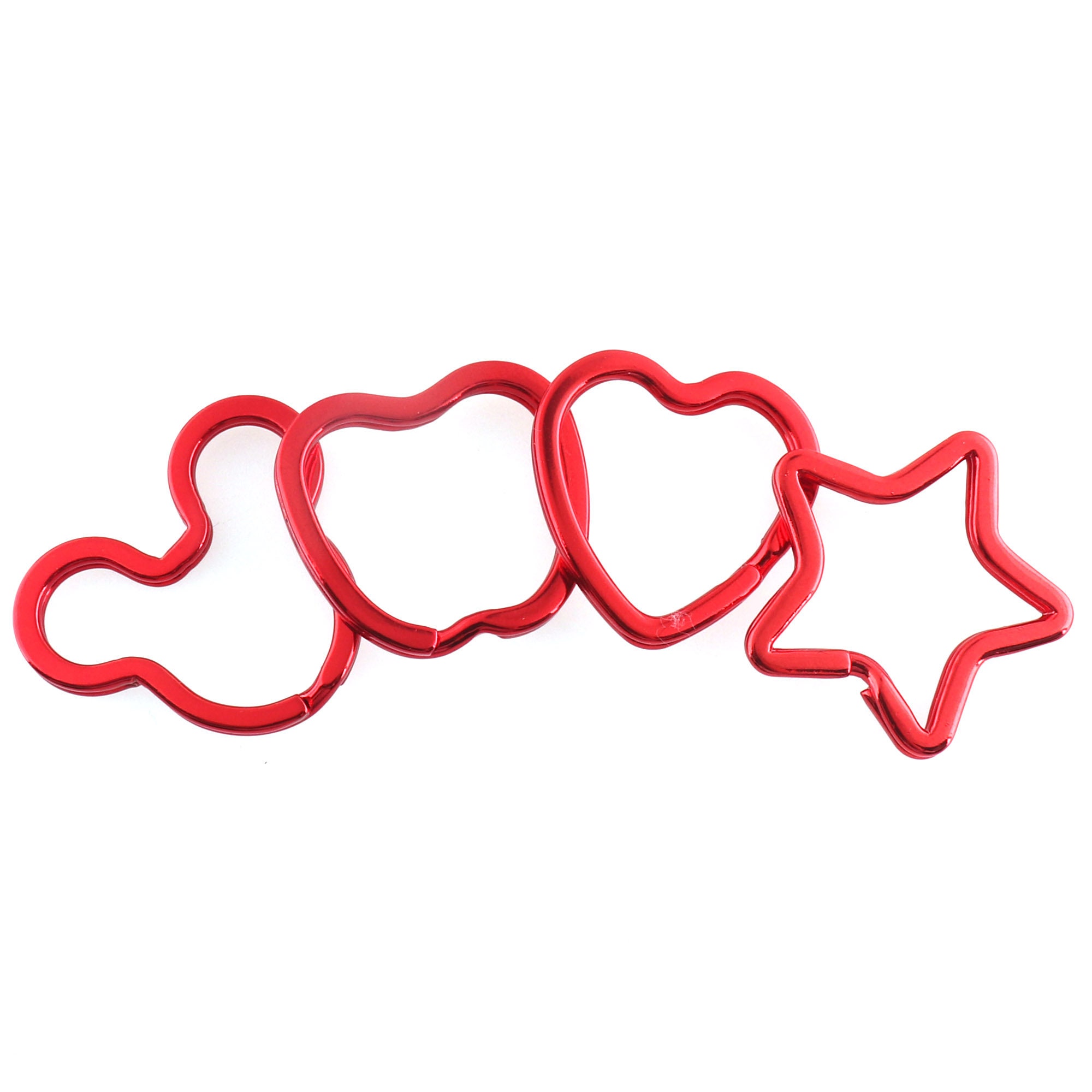 Red Color Heart Star Shape Key Ring Key Chain Split Ring Mouse - Etsy