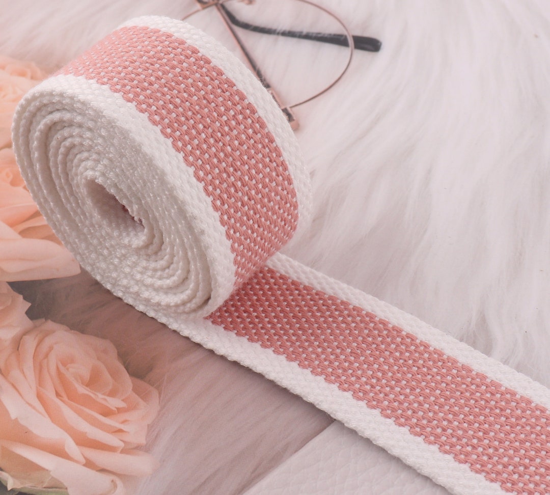 32mm Pink Cotton Webbing Stripe Webbing Fabric Belt Webbing for Key ...