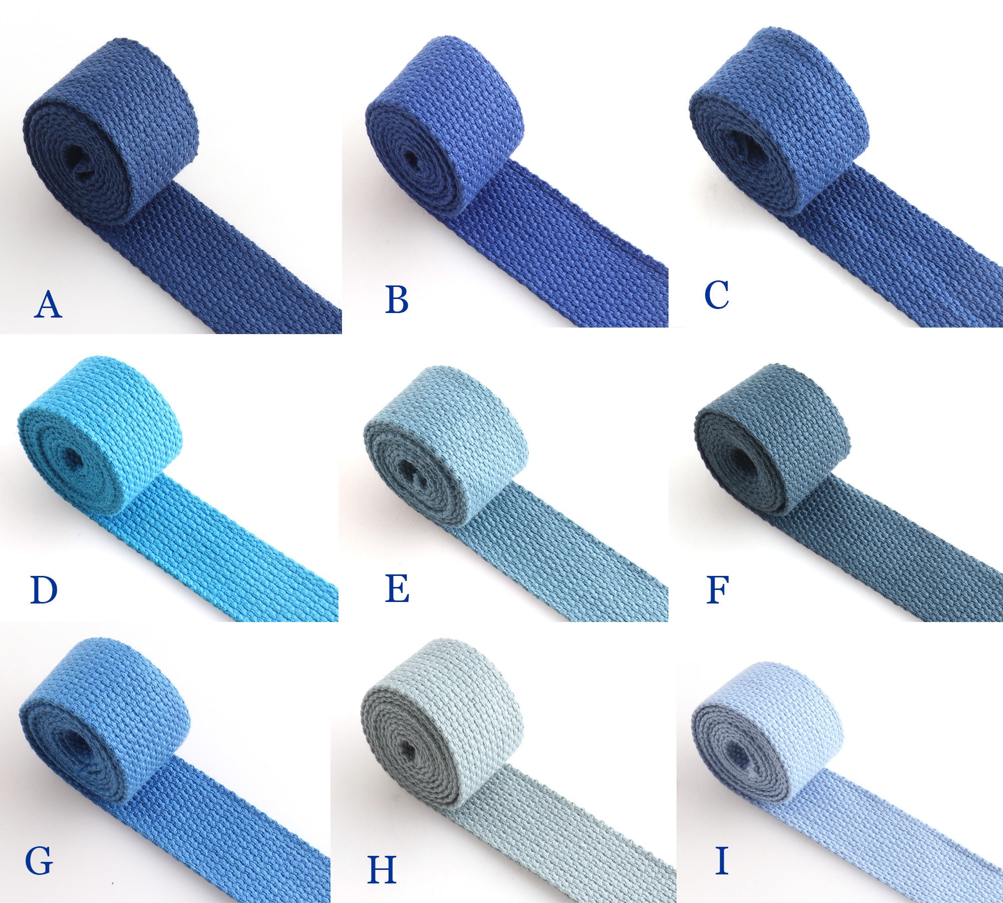 Cotton webbing Multiple blue color strap Webbing 25mm Dog | Etsy