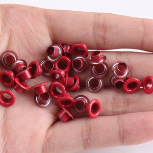 100pcs Large Round Eyelets 8*4*4 Mm Red Color Round Grommet Eyelets for ...