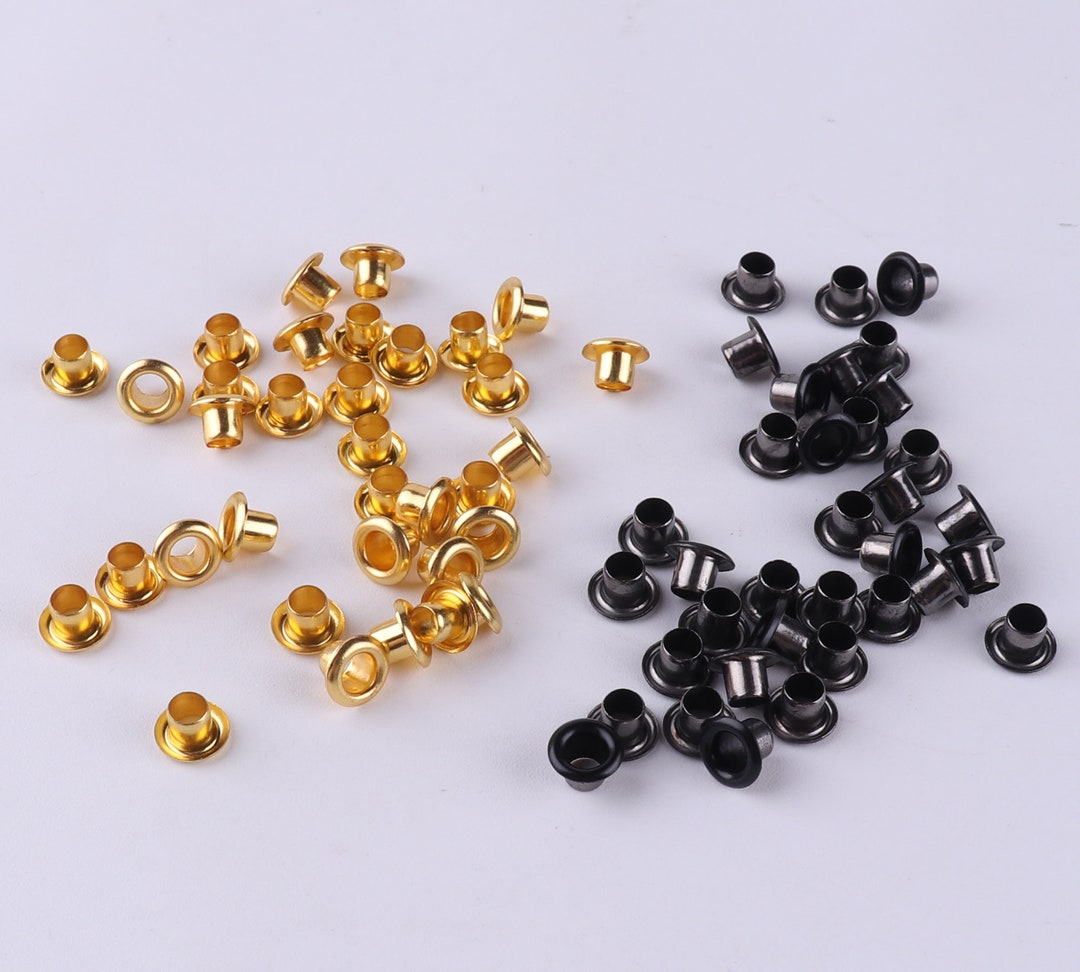 100 Pcs Black/gold Color Grommets Eyelets Self Backing for Clothes ...
